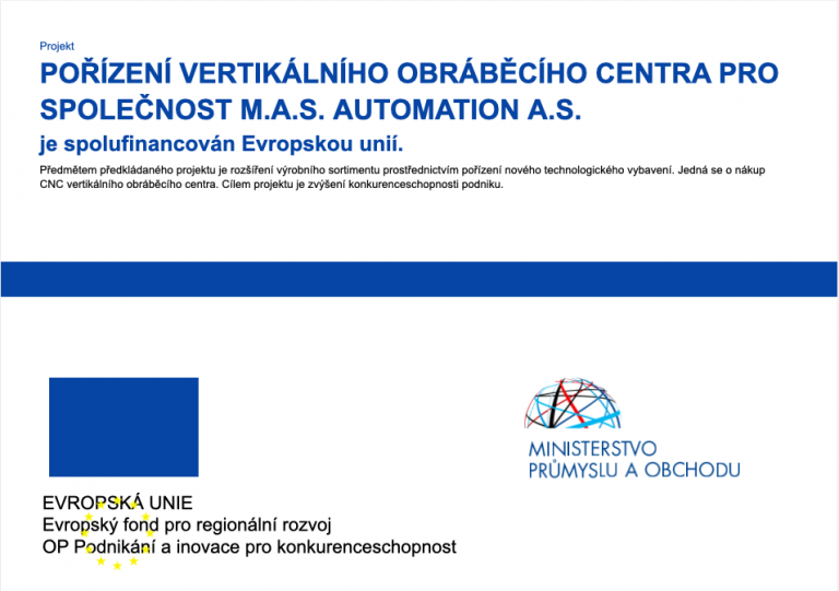 Dotace EU – M.A.S. Automation a.s.